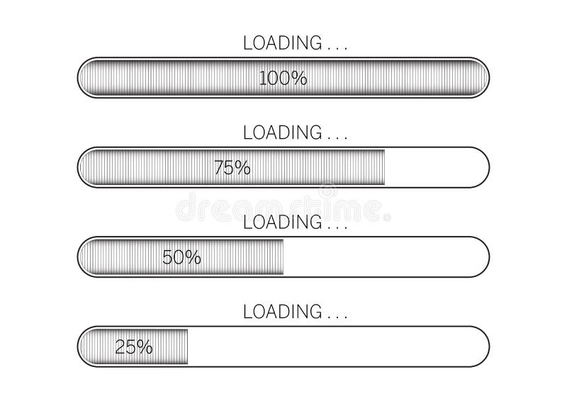 Black and White Progress Loading Bar Stock Vector - Illustration of ...