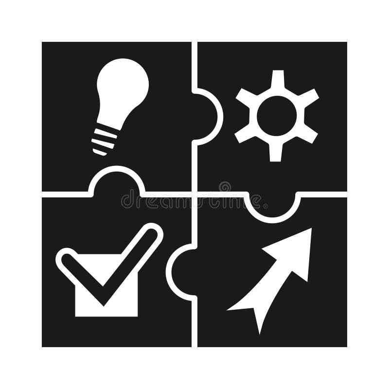 Black and White Project Development Cycle Concept Stock Vector ...