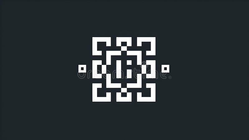 Simple Monochrome QR Code Centered on a Dark Background. Digital ...