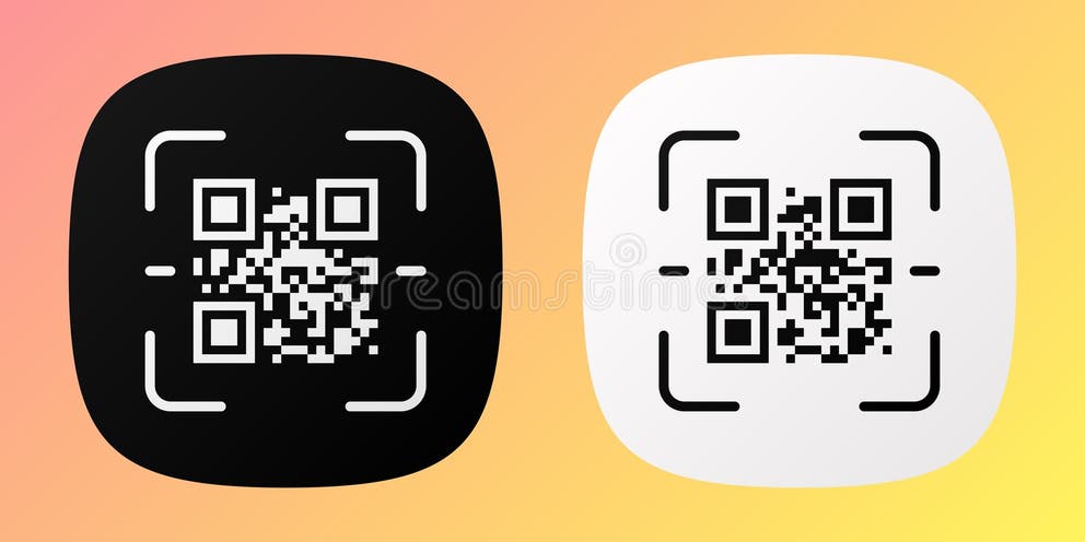 Black and White QR Code Scanner App Icons Stock Vector - Illustration ...