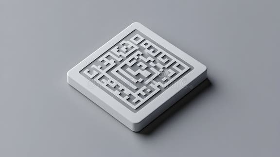 Black and White QR Code on a Solid Concrete Block, Representing Digital ...