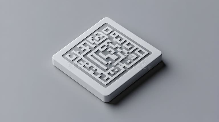 Black and White QR Code on a Solid Concrete Block, Representing Digital ...