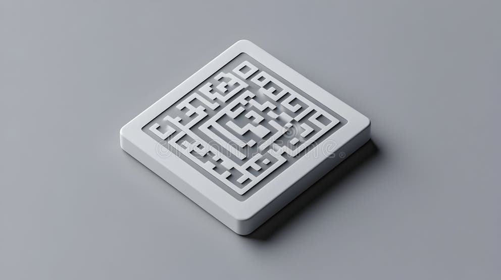 Black and White QR Code on a Solid Concrete Block, Representing Digital ...