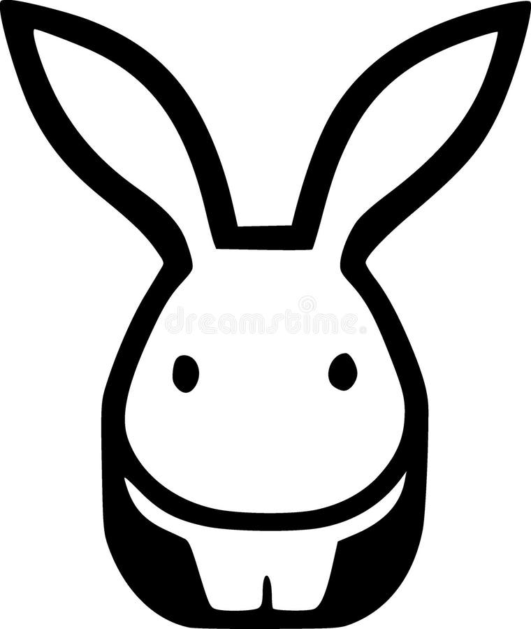 Black and White of Rabbit Icon Stock Illustration - Illustration of ...