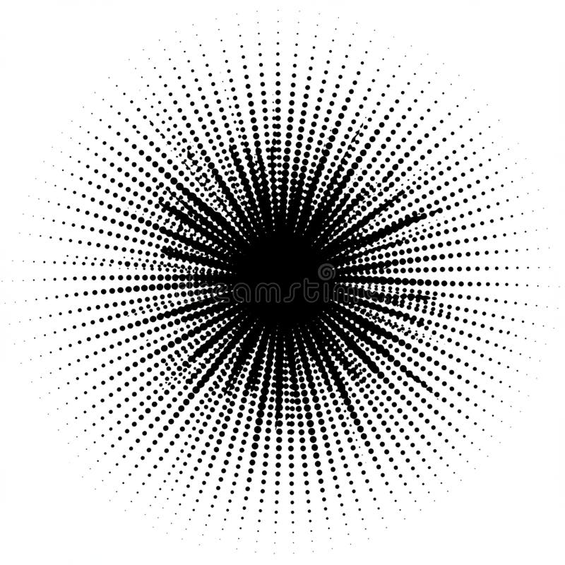 Black and White Radial Halftone Pattern with a Central Black Circle. Dots Decrease in Stock ...