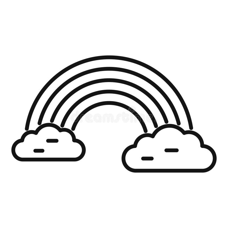 Black and White Rainbow Appearing with Clouds Stock Illustration ...