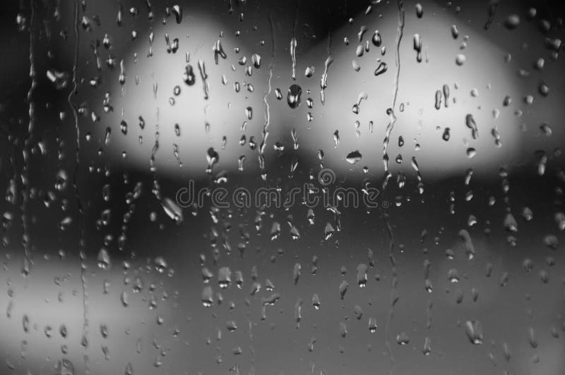 Black and White Raindrops on Window Glass Stock Photo - Image of white ...
