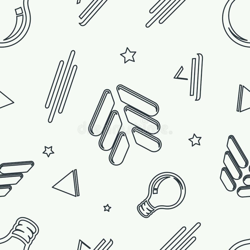 Black and White Random Object Pattern Seamless Stock Vector ...