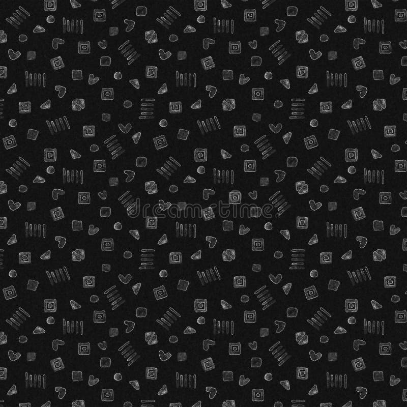 Black and White Raster Background with Small Abstract Elements Stock ...