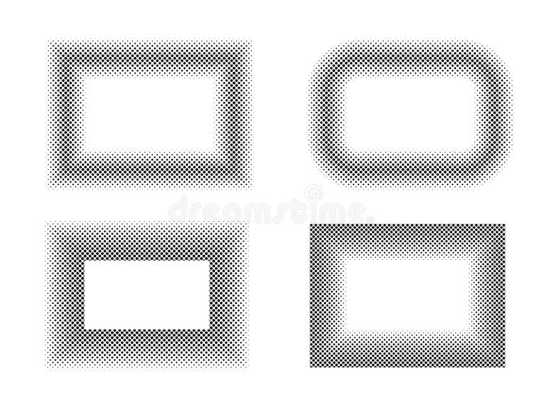 Black and White Rectangle Halftone Pattern of Dots with Varying Size ...