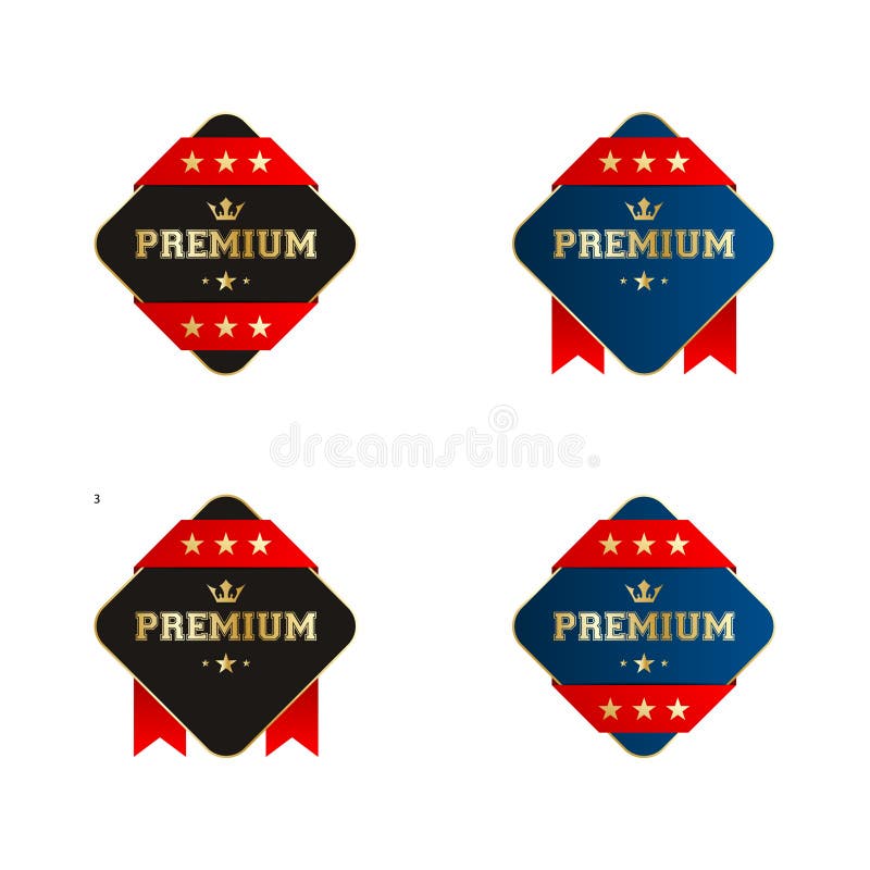 Black and White Rectangle Premium Labels with Starred Red Ribbon Stock ...