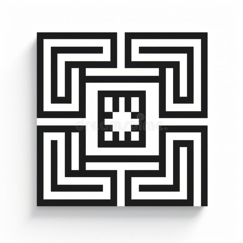 Black and White Rectangular Labyrinth Canvas Print Stock Illustration ...