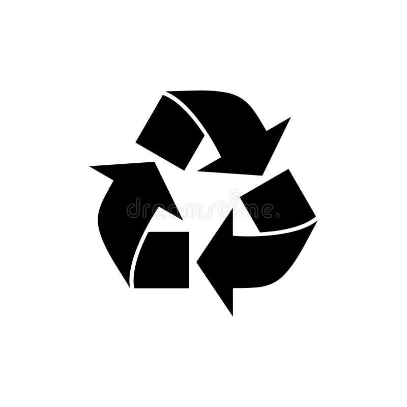 Black and White Recycle Symbol. Vector Icon Design Stock Illustration ...