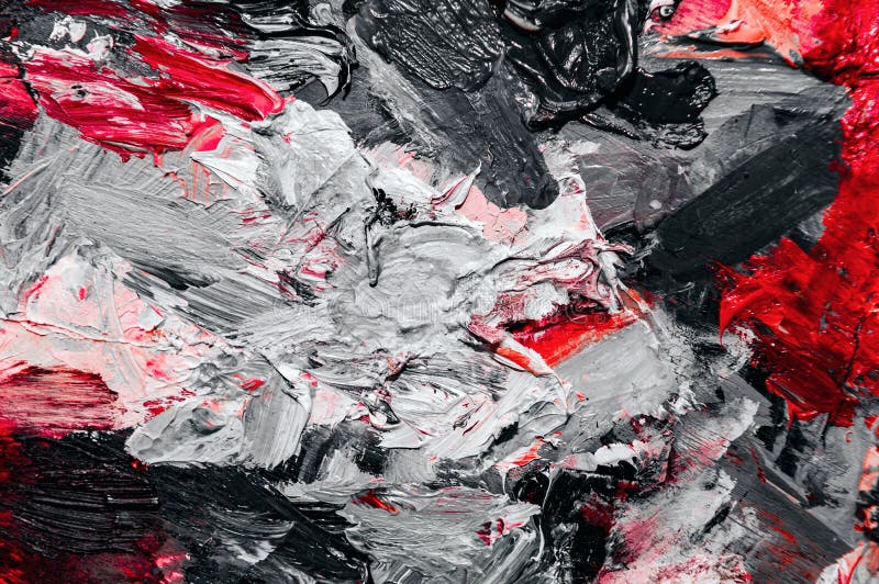Black and White with Red Contrasting Background of Oil Paints Stock ...