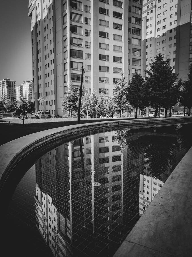 Black and White Reflection stock photo. Image of architecture - 235112200