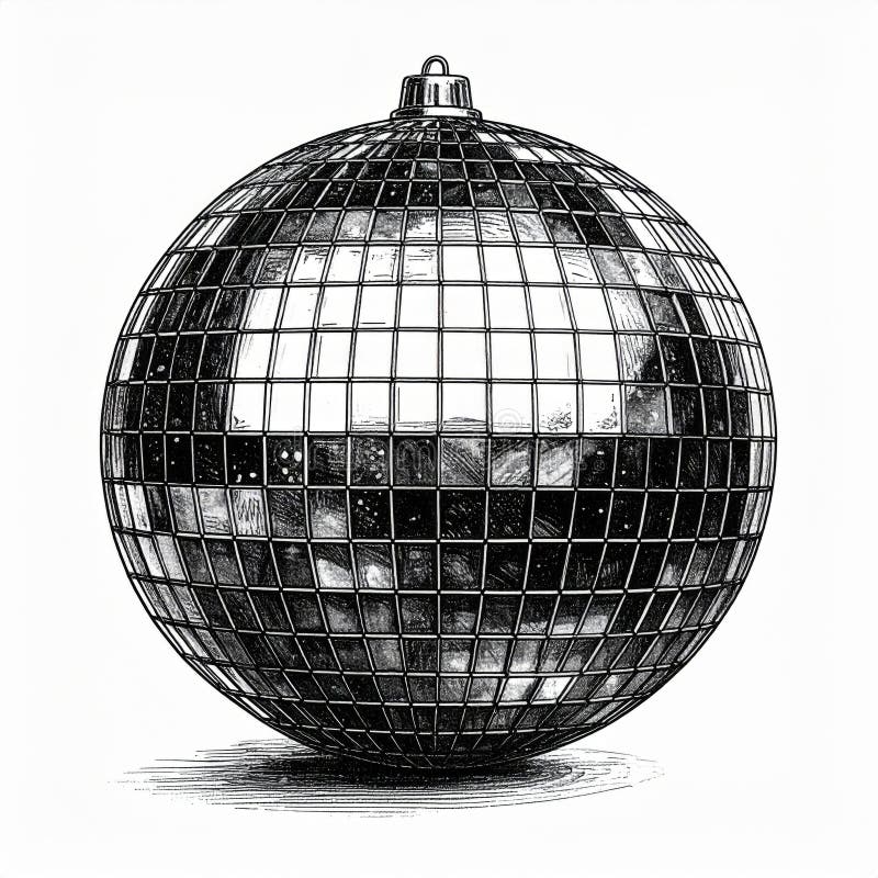 Black and White Reflective Disco Ball Illustration Stock Illustration - Illustration of texture ...