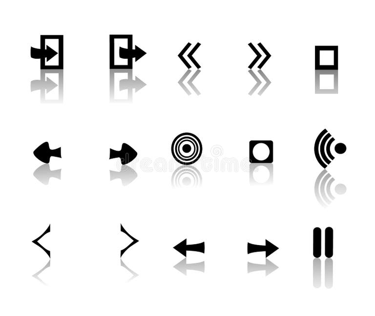 Black and White Reflective Icons Stock Illustration - Illustration of ...