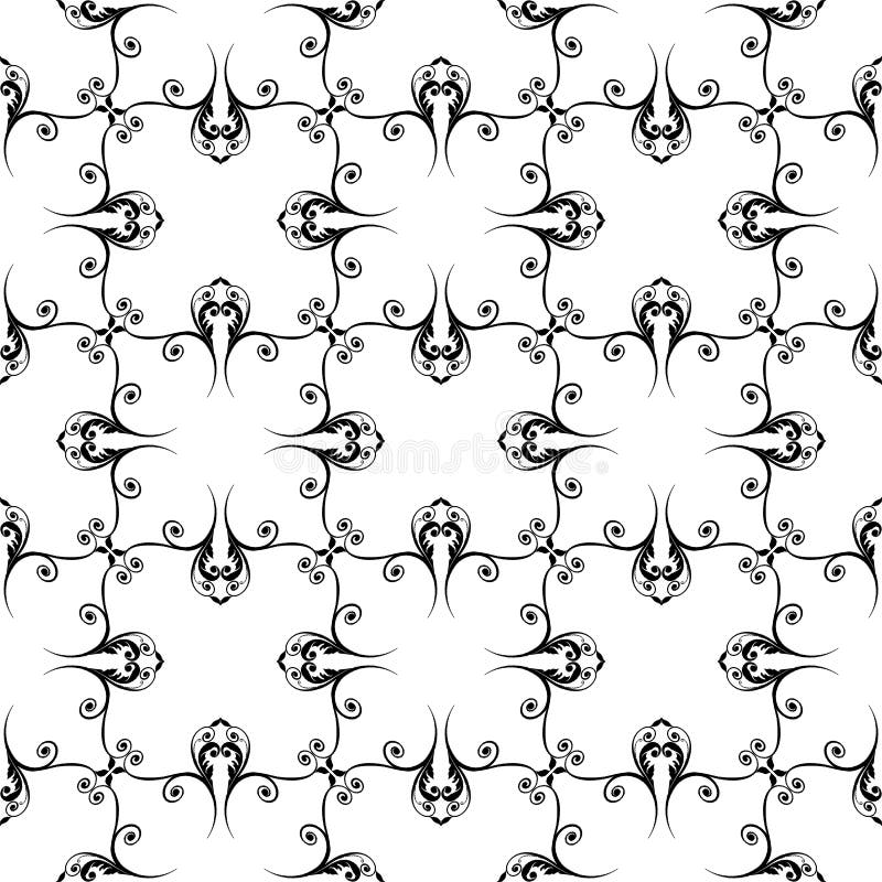Black and White Vector Image and Seamless Repeat Pattern Design Stock ...