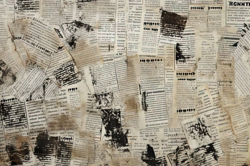 Black and White Repeating Torn Newspaper Background. Continuous Pattern ...
