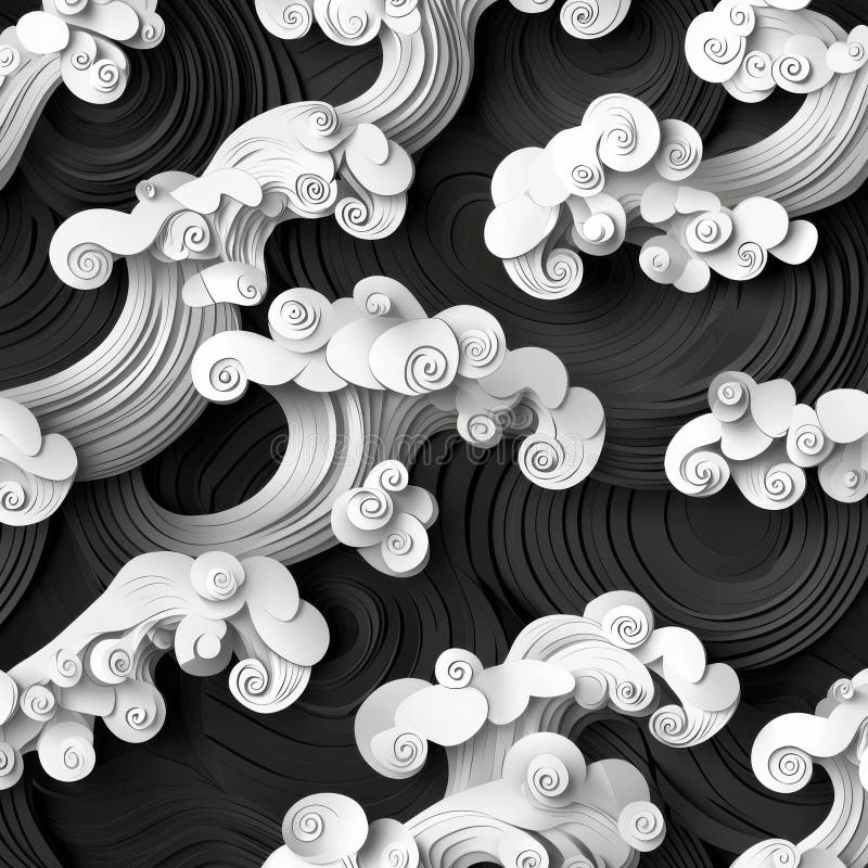 A Black and White, Repeating Wave Pattern. Stock Image - Image of white ...