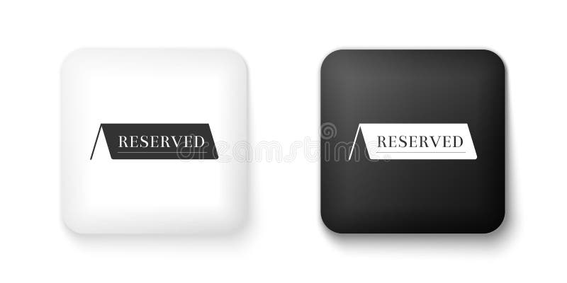 Black and White Reserved Icon Isolated on White Background. Square ...