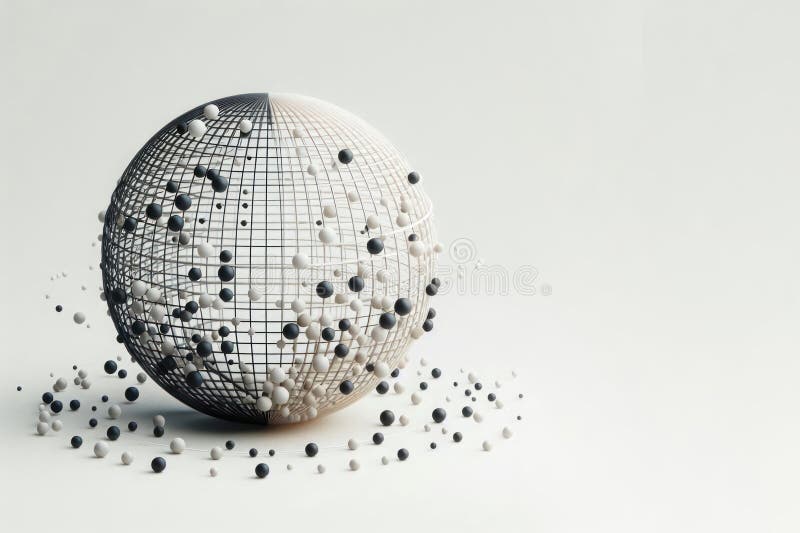 A Black and White Reticulated Sphere with Crumbling Particles. Space ...