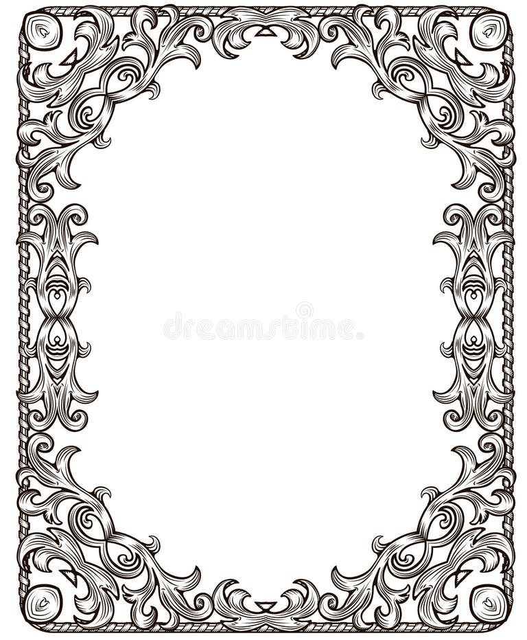Black White Round Scroll Frame Stock Illustrations – 2,039 Black White ...