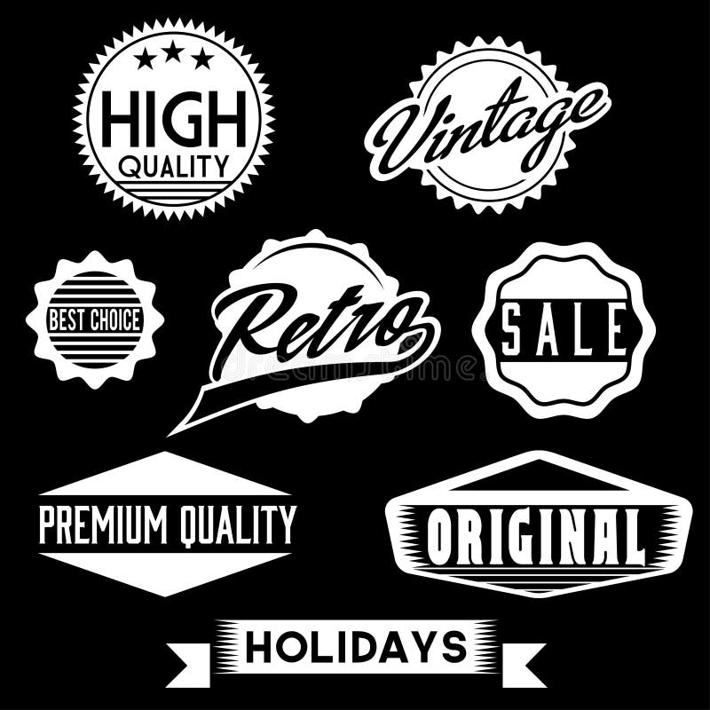 Black and White Retro Stamps and Badges Stock Vector - Illustration of ...
