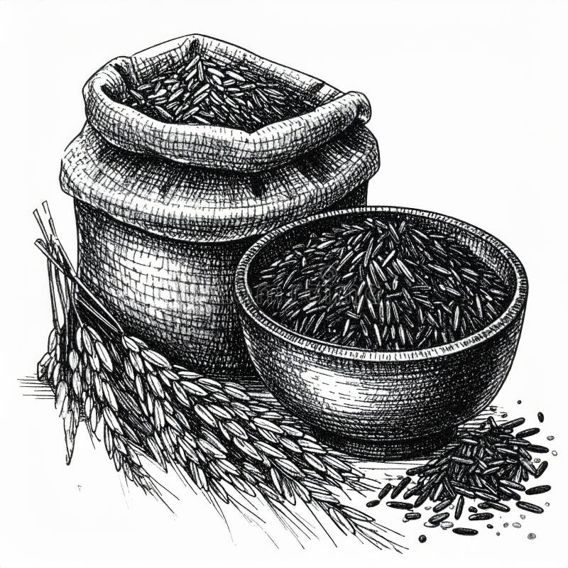 Black Rice Grain Drawing Stock Illustrations – 787 Black Rice Grain ...