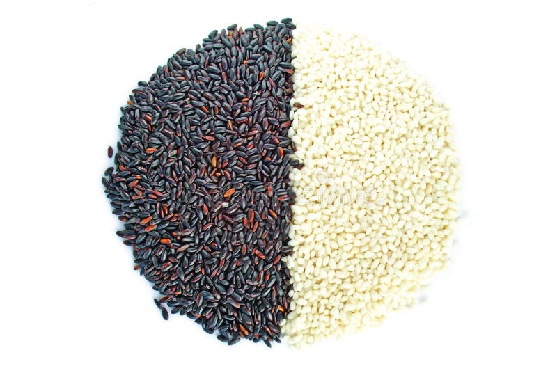 Black and White Rice in Round Stock Photo - Image of healthy, closeup ...