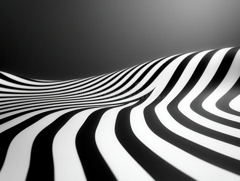 Black and White Rippling Lines Creating a Sense of Motion and Depth in ...