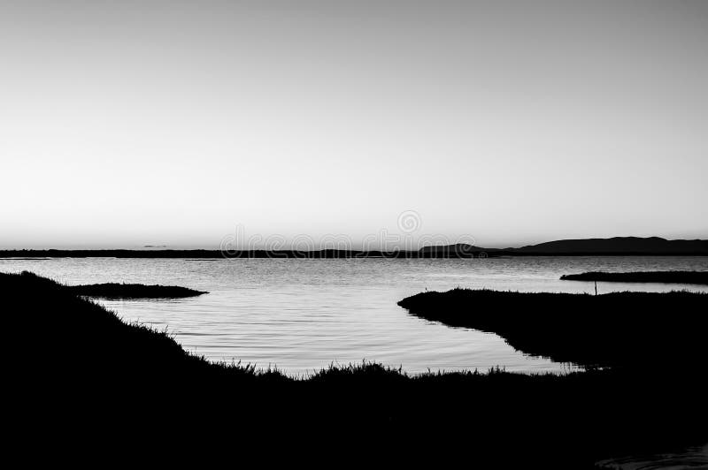 Black and White River Landscape Stock Image - Image of trees, calm ...