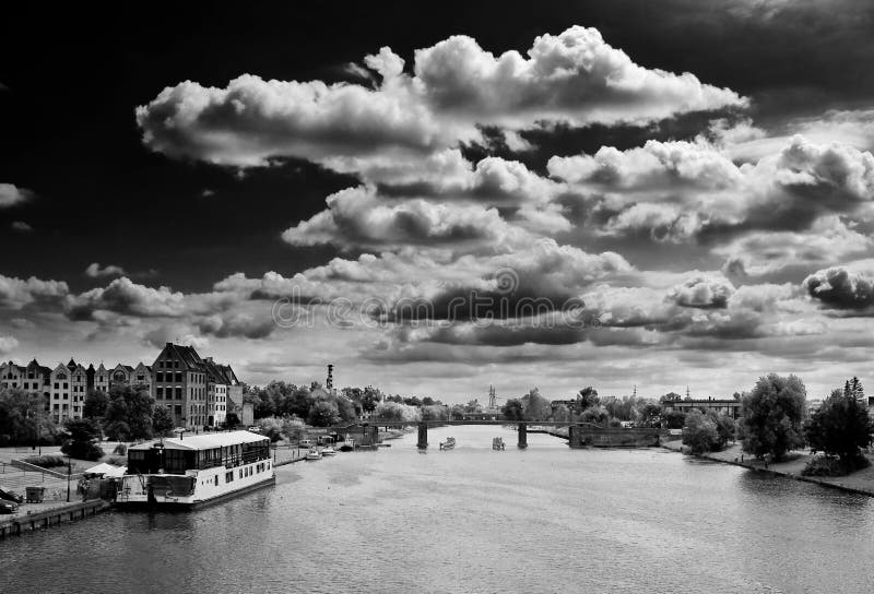 Black and White River Scene Stock Image - Image of dramatic ...
