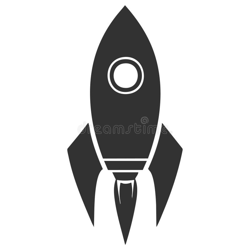 Black and White Rocket Icon Representing Space Exploration and ...