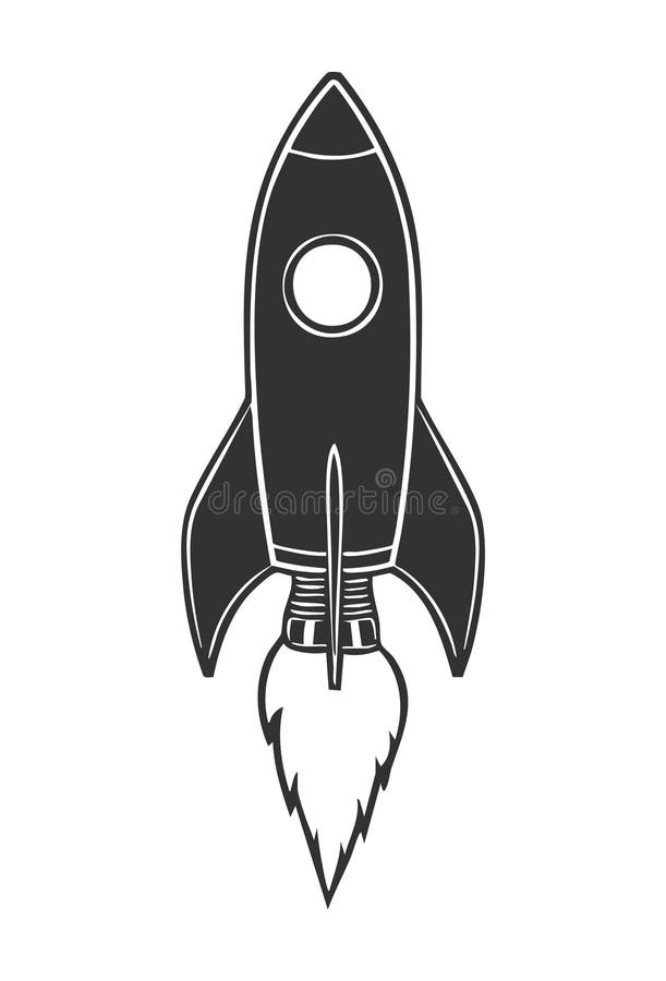 Black and White Rocket Illustration with a Stylized Design. Stock ...