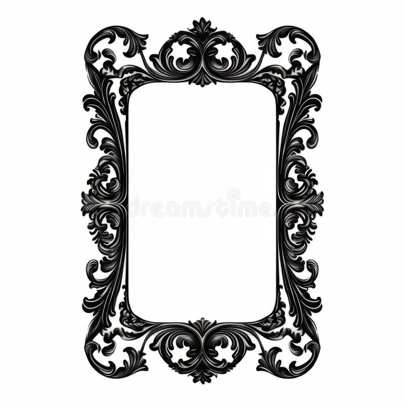 Black and White Rococo-inspired Decorative Frame with 8k Resolution ...