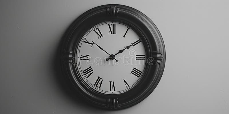Black and White Roman Numeral Clock Stock Image - Image of minimalism ...