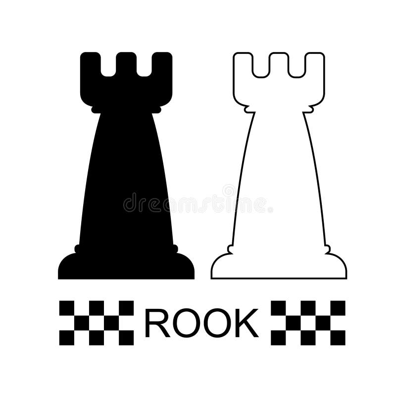 Black and White Rook Chess Piece on a White Background. Chess Pieces ...