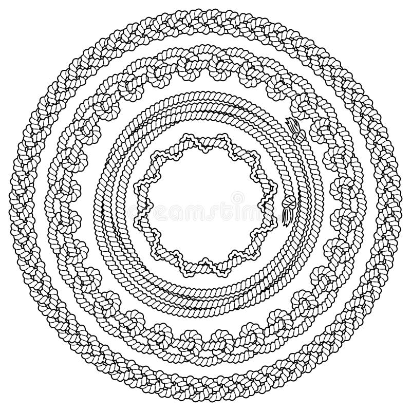 Black and White Rope Frames Stock Vector - Illustration of elements ...