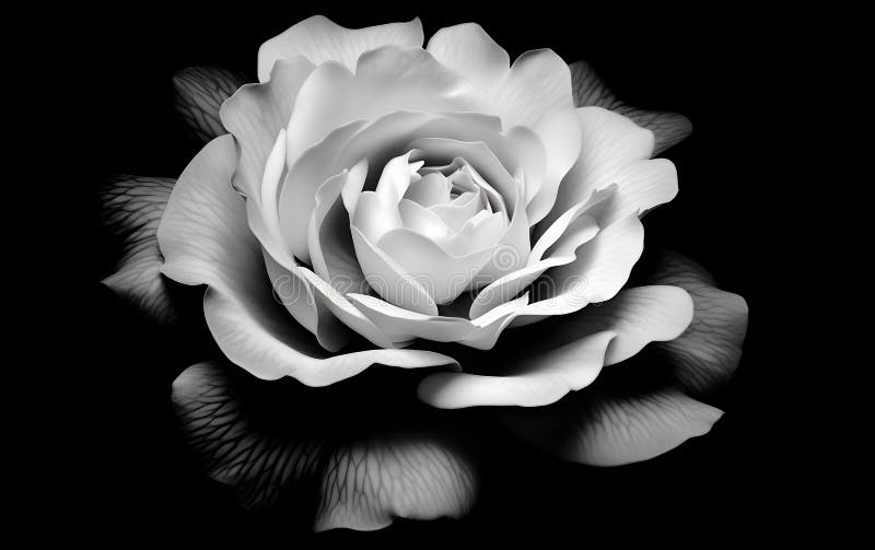 Black and White Rose on a Black Background Stock Illustration ...