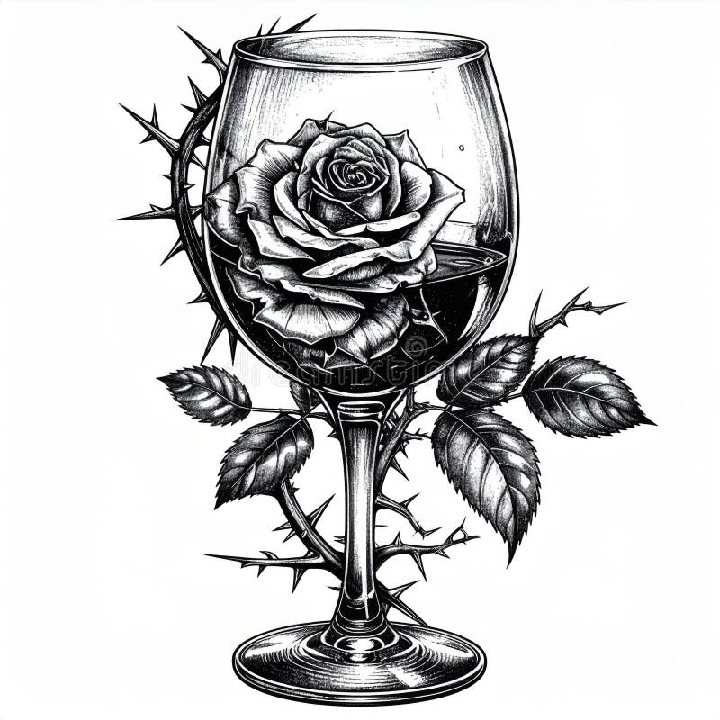 Black White Rose Drawing Stock Illustrations – 47,295 Black White Rose ...