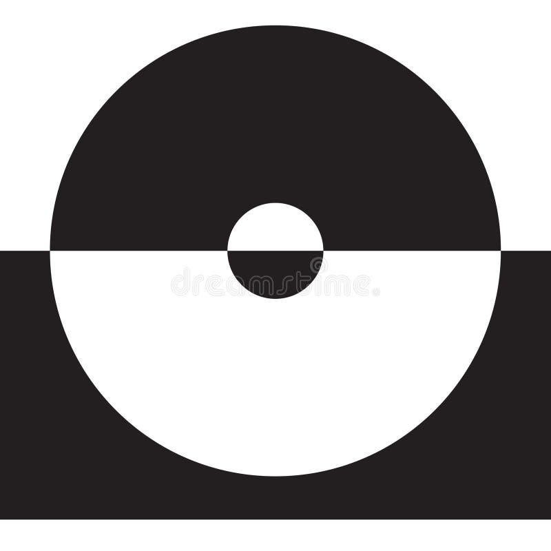 A Black and White, Round Disc Abstract Design Vector Drawing Stock ...