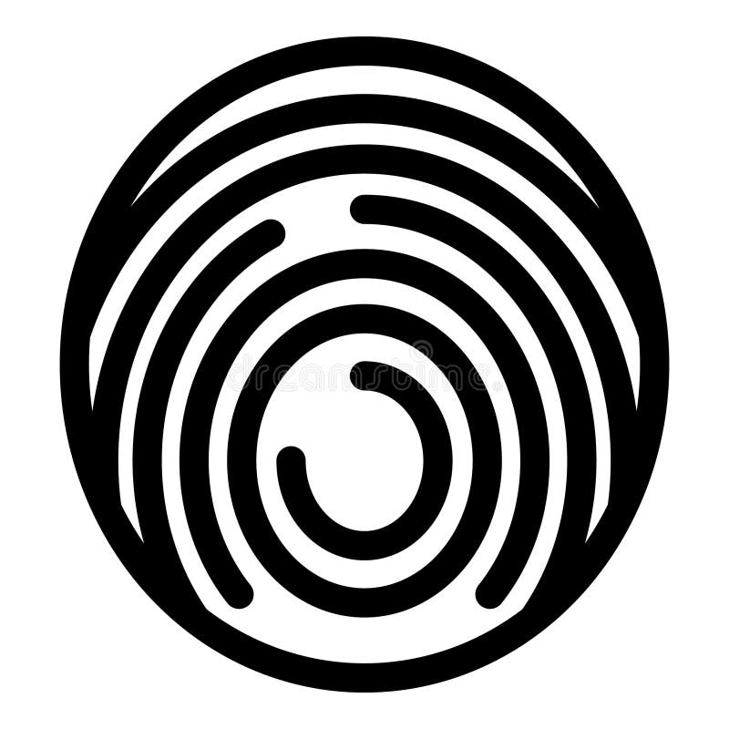 Black and White Round Fingerprint Icon Showing Security Stock ...