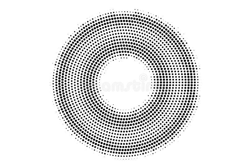 Black on White Round Halftone Vector Texture. Digital Optical Illusion ...