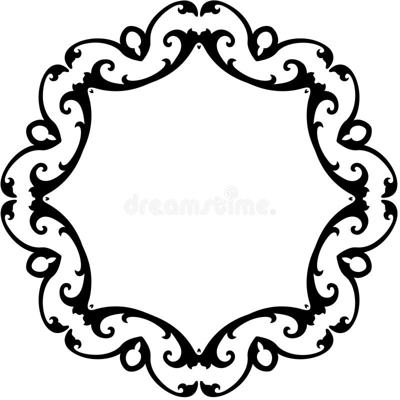 Black & White Round Scroll Frame Stock Vector - Illustration of design ...