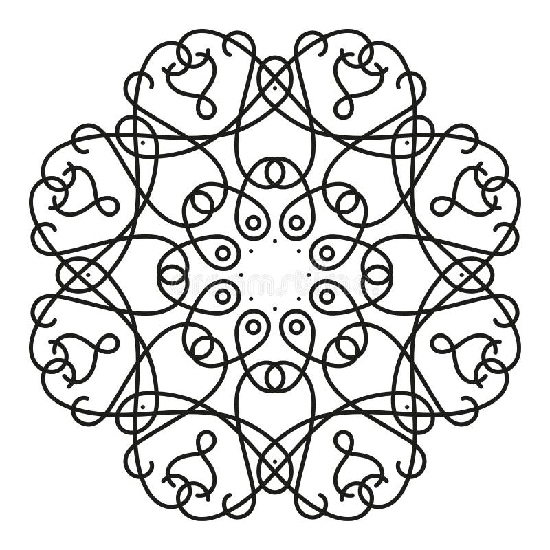 Black and White Round Symmetrical Pattern. Fancy Decorative Mandala ...