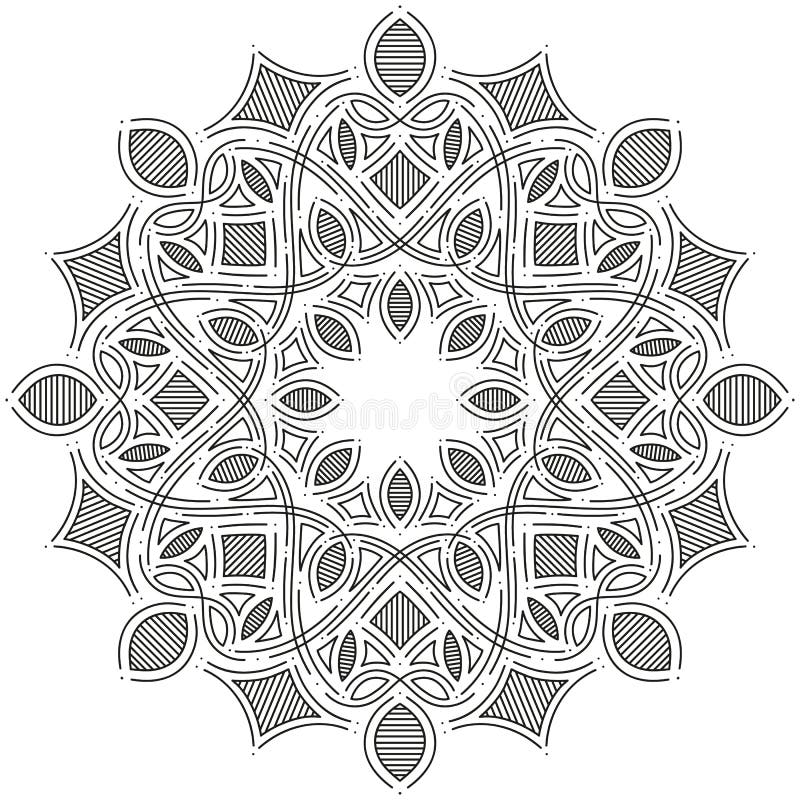 Black and White Round Symmetrical Pattern. Fancy Decorative Mandala ...