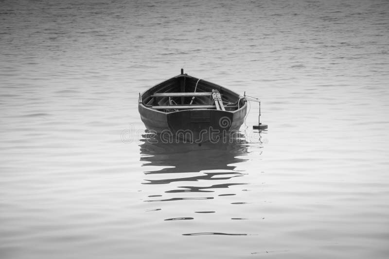 Black and White Rowing Boat with Reflection Stock Image - Image of ...