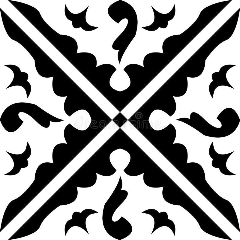 Black and White Royal Pattern. Seamless Vector Background Stock ...