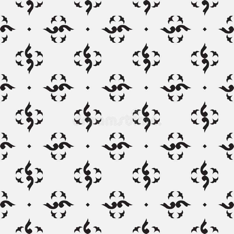 Black and White Royal Pattern. Seamless Vector Background Stock ...